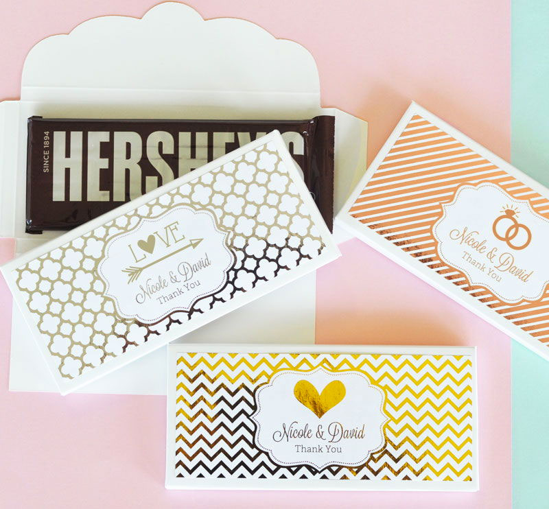 Wedding Favorites: Personalized Candy Wrapper Covers - Metallic Foil